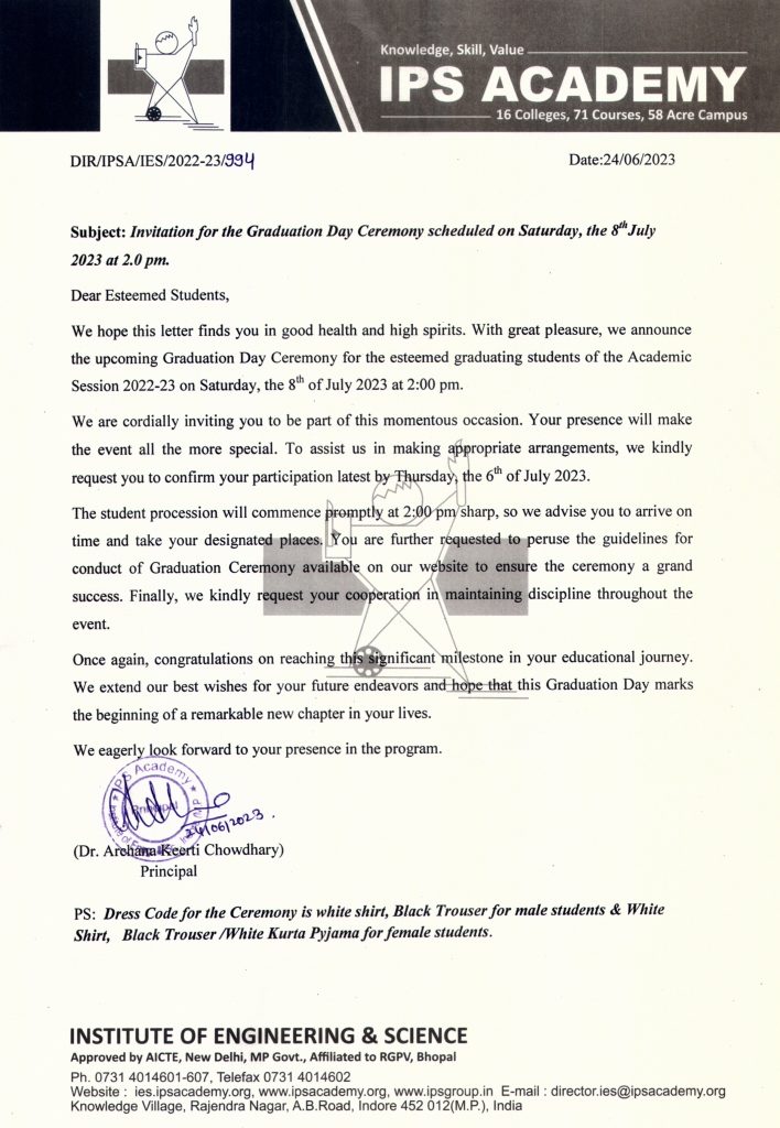 Graduation Day 2023 – IPS Academy Indore